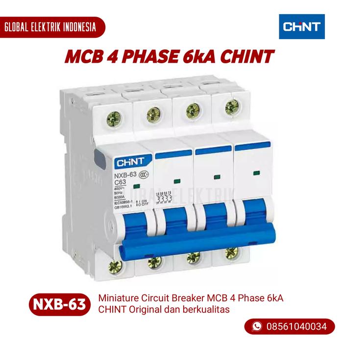 Jual MCB Miniature Circuit Breaker 4 Phase 40A 6kA NXB-63 CHINT ...