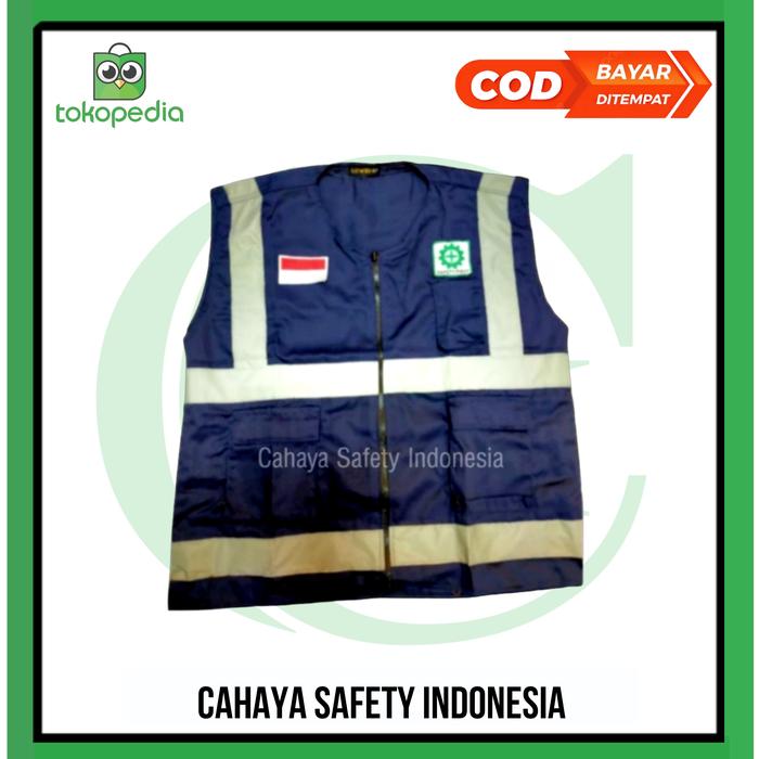 Jual Rompi Safety Proyek Bahan Drill Logo K3 Plus Bendera Warna Navy ...