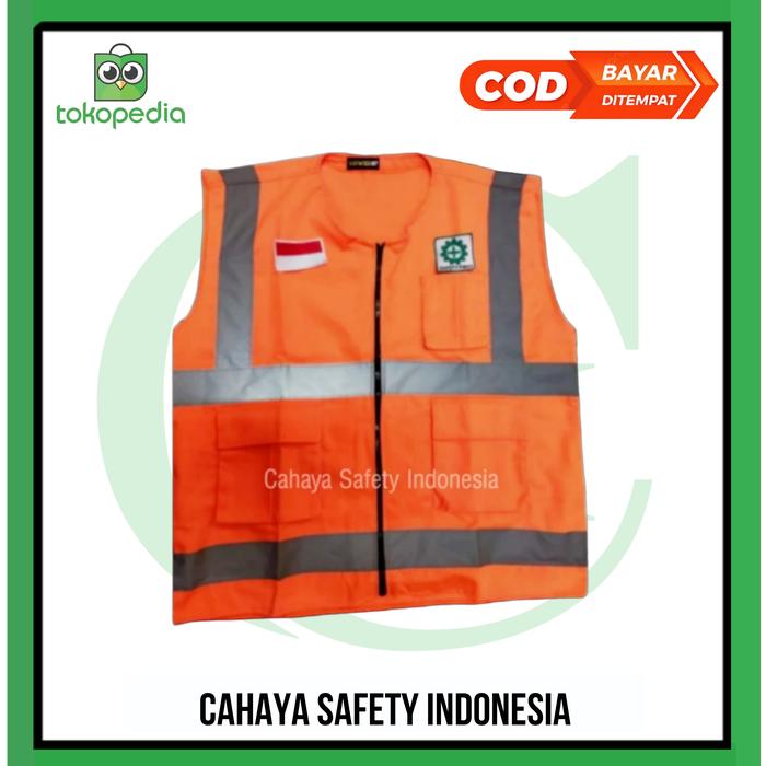 Jual Rompi Safety Proyek Bahan Drill Logo K3 Plus Bendera Warna Orange ...