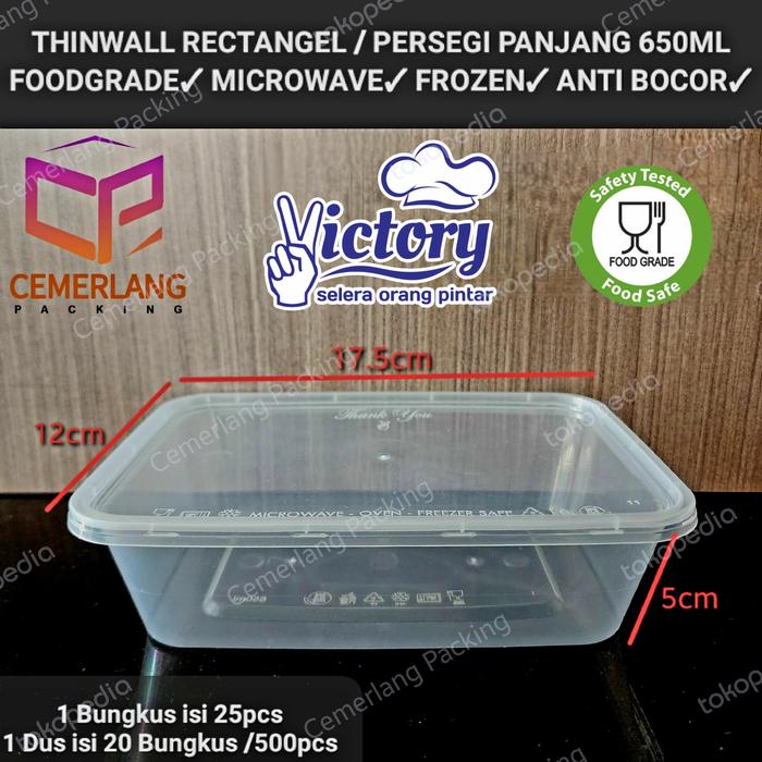 Jual Thinwall Rectangle 650ml Kotak Box Makan Plastik Persegi Panjang 650 - Kota Palembang ...