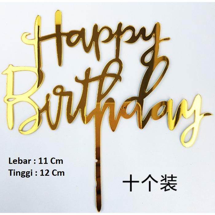 Promo topper happy birthday akrilik kue/topper tulisan hbd/hiasan kue ...