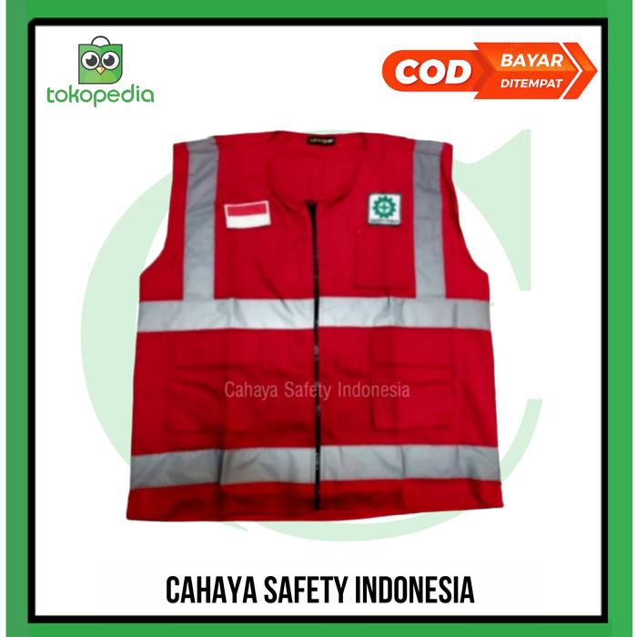 Jual Rompi Safety Proyek Bahan Drill logo K3 Plus Bendera Warna Merah ...
