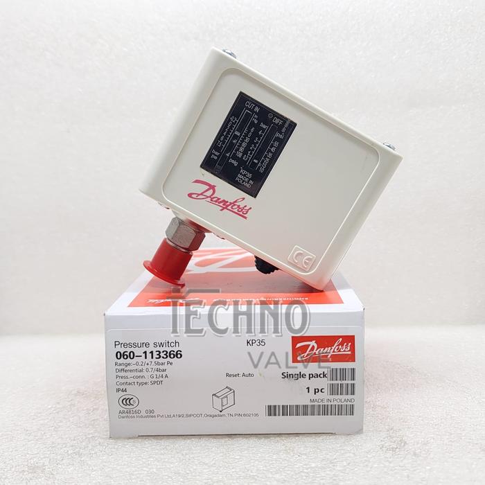 Jual PRESSURE SWITCH MERK DANFOSS TYPE KP35 060-113366 7.5 BAR - Jakarta Barat - technovalve95 ...