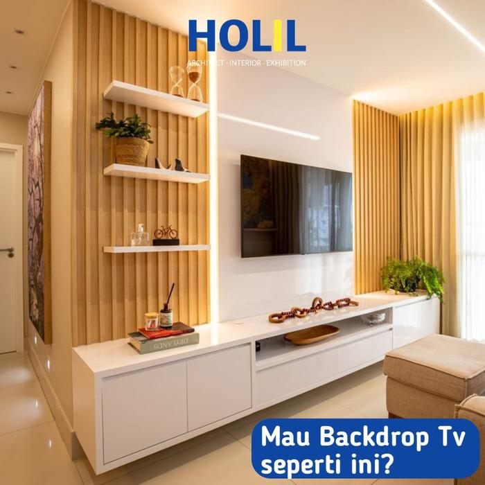 Jual backdrop tv costum/ backdrop tv minimalis hpl / rak tv / lemari tv ...