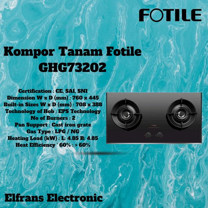 Jual Fotile Kompor tanam GHG73202 Build in Hob Fotile Ghg 73202 ...