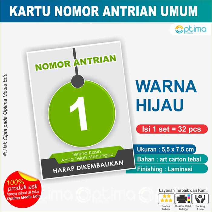 Jual KARTU NOMOR ANTRI / ANTRIAN (UMUM) 1 SET DAPAT 32 PCS - Merah, 1 ...