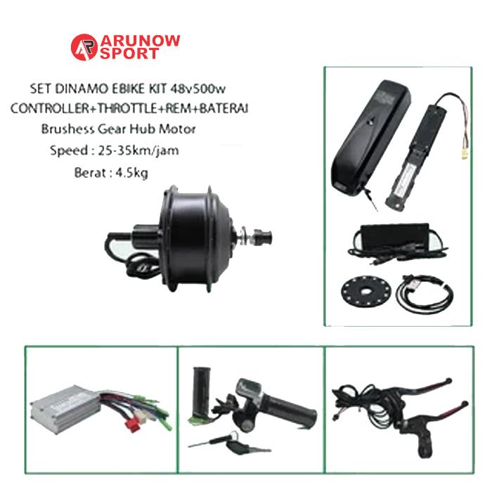 Jual Set Ebike Kit Konversi Sepeda Listrik BLDC 48V 500W - Jakarta ...