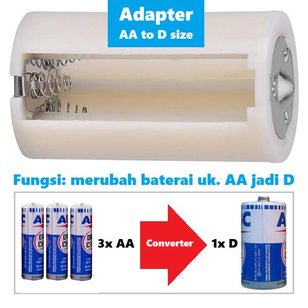 Jual Battery Adapter 3 x AA To D Size Converter Baterai Holder Kecil ...