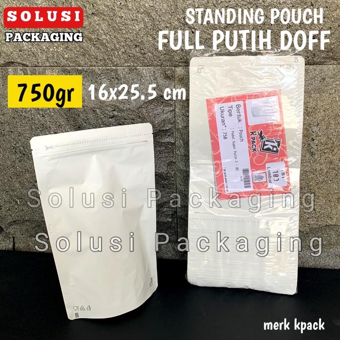 Jual KPACK 750Z STANDING POUCH SUPER FULL PUTIH 750g PLASTIK KLIP ALU ...