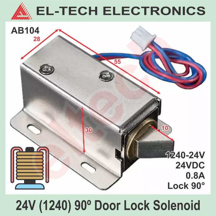 Jual 24V Door Lock Solenoid Selenoid Kunci Pintu 125 - AB104 90º 24V ...