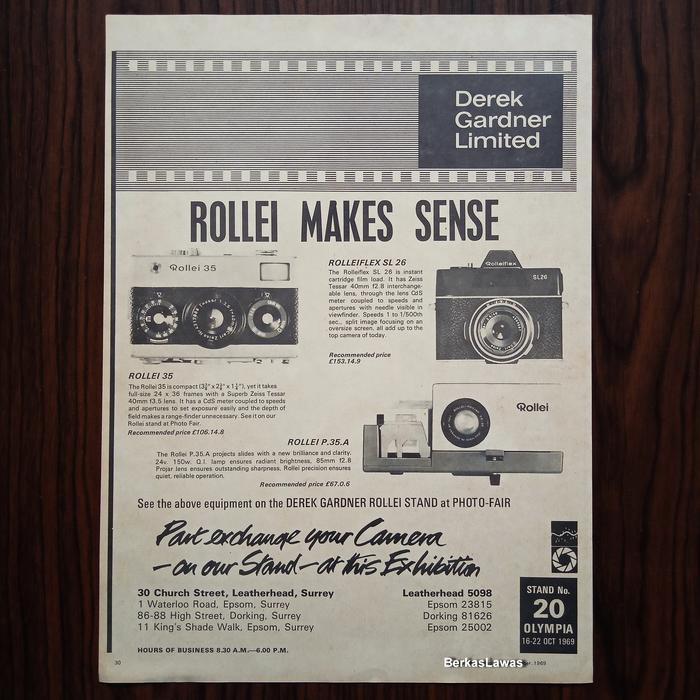 Jual Iklan Toko Kamera 60s ROLLEI 35 ROLLEIFLEX SL26 Wall Decor Vintage ...