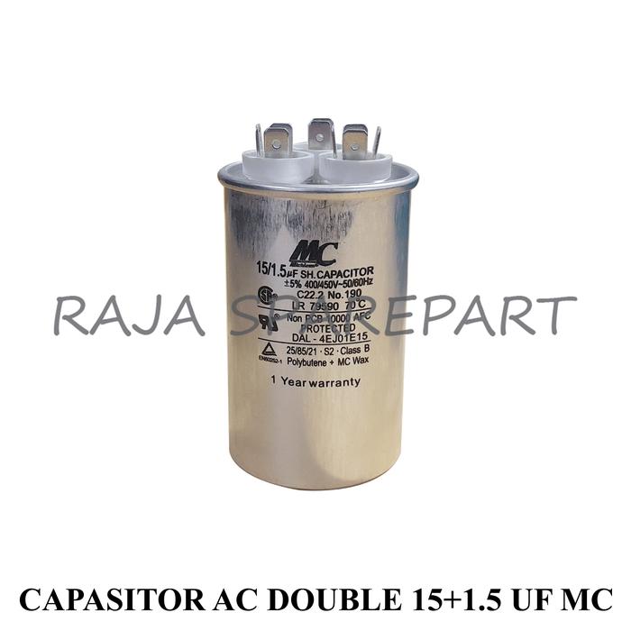Jual CAPACITOR AC MERK MC/KAPASITOR/CAPASITOR AC DOUBLE 15+1.5 UF MC ...