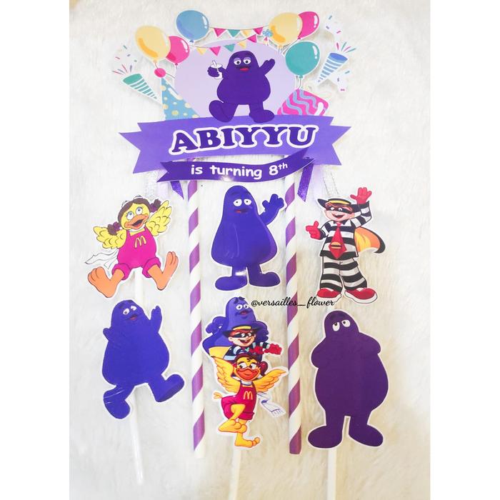 Jual Cake Topper Grimace and friends/Topper kue Grimace/Topper kue ...