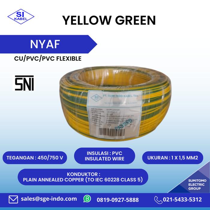 Jual Kabel NYAF 1,5 mm 100 meter 450/750 Cu/PVC-F-SNI- HITAM Flexible ...