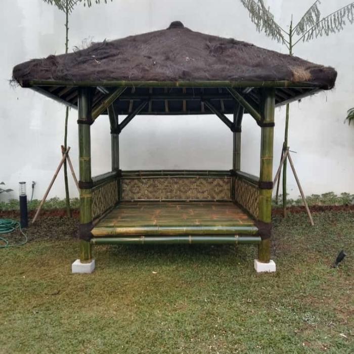 Jual saung bambu ukuran 2×2 termasuk pasang - saung bambu murah - Kab ...