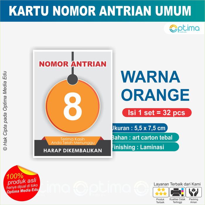Jual KARTU NOMOR ANTRI / ANTRIAN (UMUM) 1 SET DAPAT 32 PCS - Merah, 1 ...