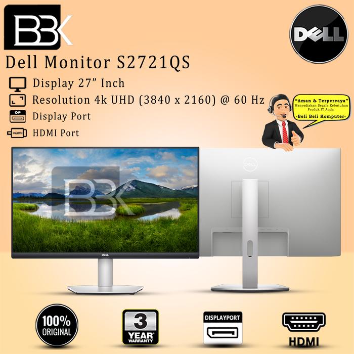 Jual Monitor Dell S2721QS 4K UHD 60Hz 27" inch HDMI DP 3 Year - Jakarta ...