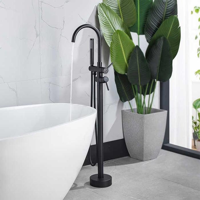 Jual Kran Bathtub Standing Kuningan Black Keran air Bath Tub Lantai ...