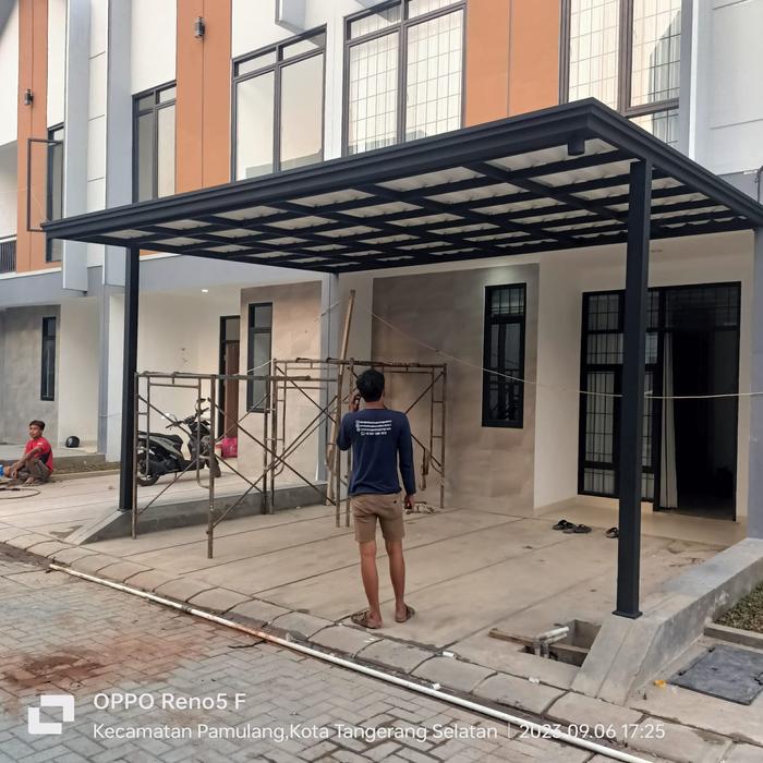 Jual canopy besi atap alderon besi hollow bingkai 4×8 kisi-kisi 4x6 ...