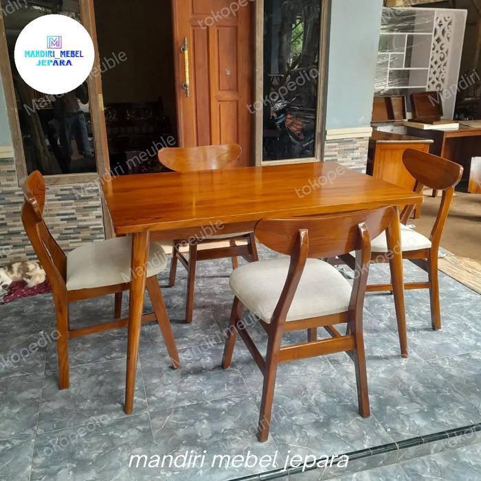 Jual meja makan minimalis 4 kursi kayu jati - Kab. Jepara - Mandiri meuble | Tokopedia