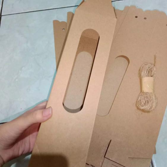 Jual tumbler box botol sovenir Box 7 x 7 x 30cm brown kraft packaging ...
