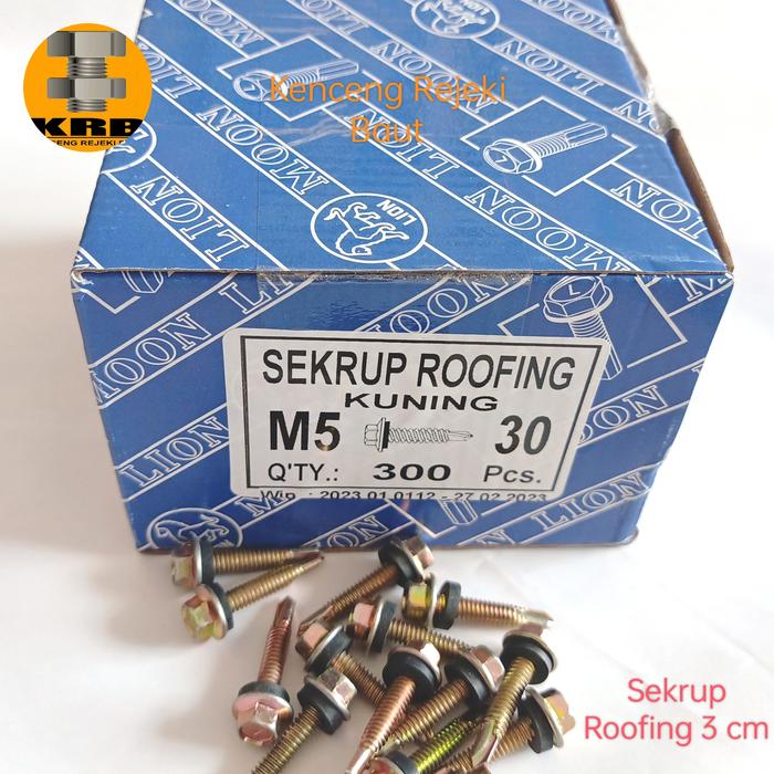 Jual Sekrup Roofing 3 cm Moon Lion / Baut Roofing M5x30 (1 Dos=300 pcs ...