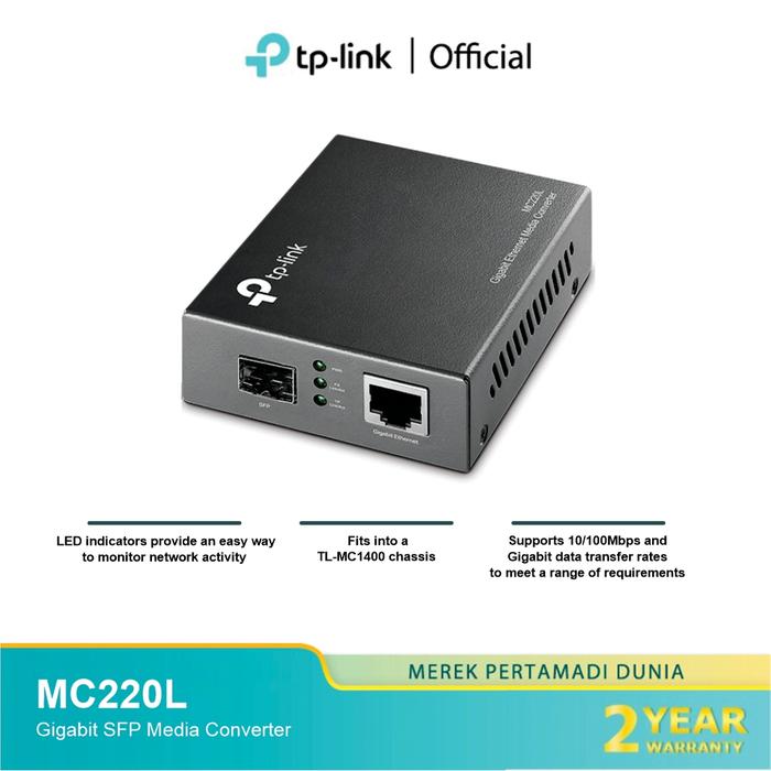 Promo TP-Link MC220L | Gigabit SFP Media Converter | 10/100/1000 Mbps ...