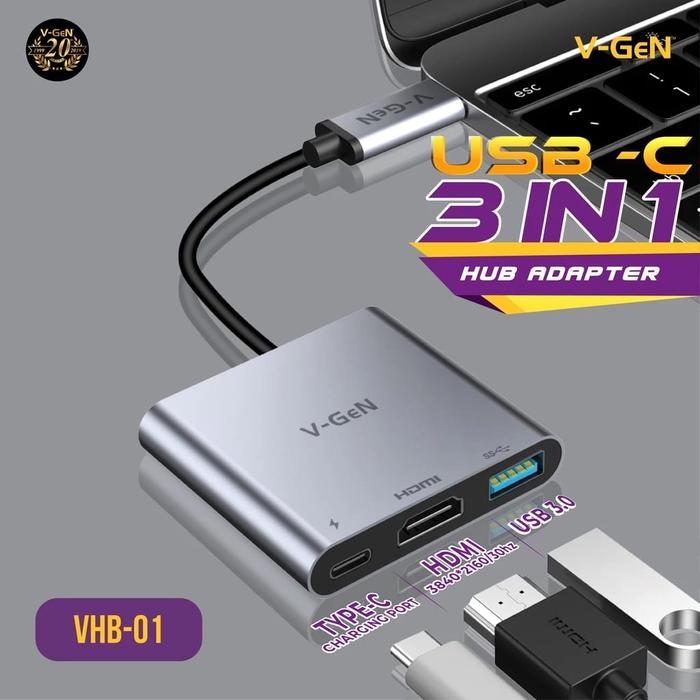 Jual USB Type C HUB Vgen V-GeN VHB-01 3 in 1 USB 5Gbps Type C PD 90W HDMI 4 - Kota Pontianak ...