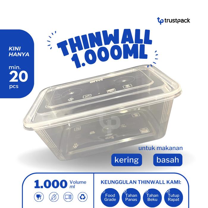 Jual Kotak Makan 1000 ml Tempat Box Nasi Microwave Thinwall Food ...