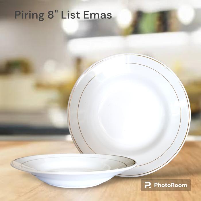 Jual PIRING KERAMIK LIST EMAS 9 inch DIAMETER 23 CM (6 biji) | PIRING ...