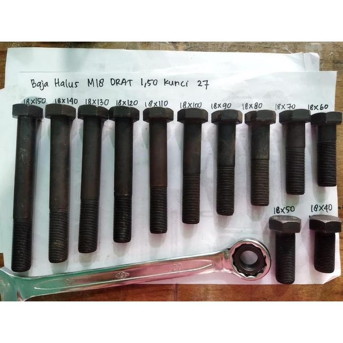 Jual Baut Mur Baja Halus Kunci 27 M18 P1.50Mm Drat Halus - Baut Mur Baja - Jakarta Utara ...