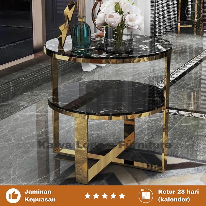 Jual Side Table Modern Mewah - Meja Sudut Stainless Gold Top Marmer ...