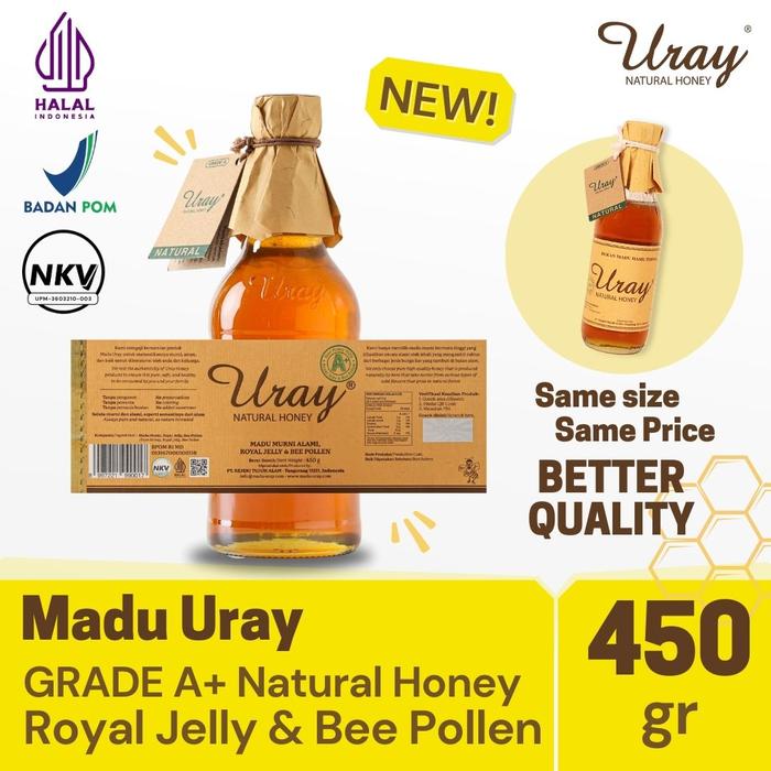 Promo Madu Uray Natural Honey 450gr Grade A+ with Royal Jelly & Bee ...
