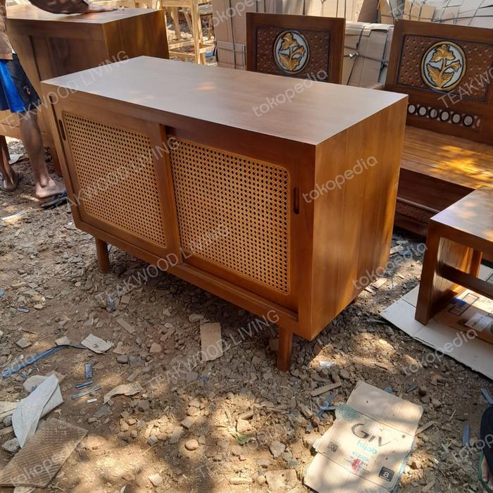 Jual Buffet Minimalis Sliding Kayu Jati dan Rotan Ukuran 120cm - Kab ...