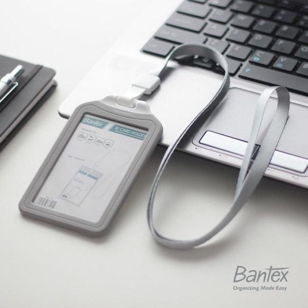Jual Bantex Grey Dual Side ID Card Holder Lanyard Portrait 8881-05 ...