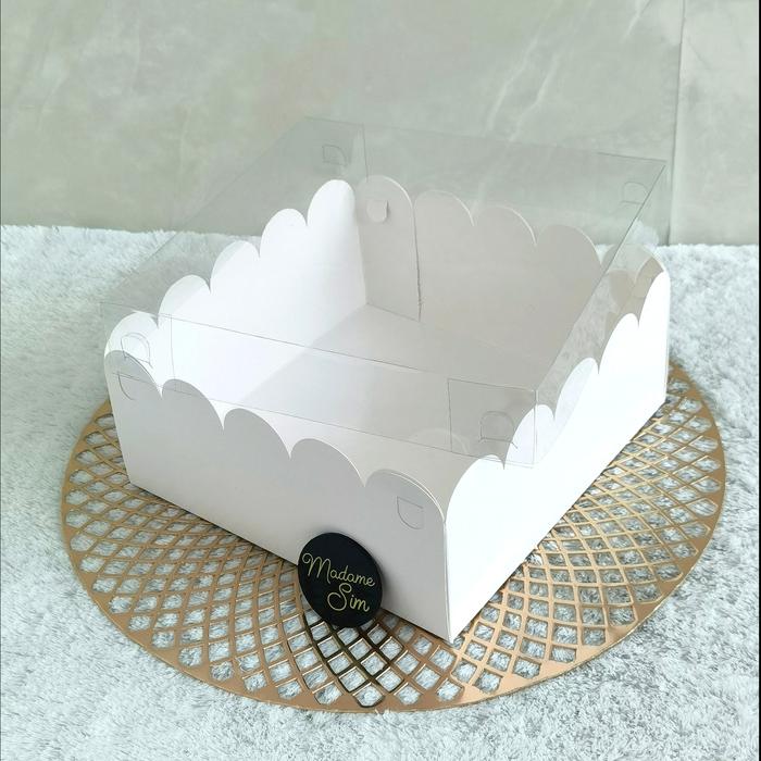 Promo BOX MIKA PUTIH - DOS KUE KERING LAMINASI - KOTAK DESSERT 22x22x10 ...