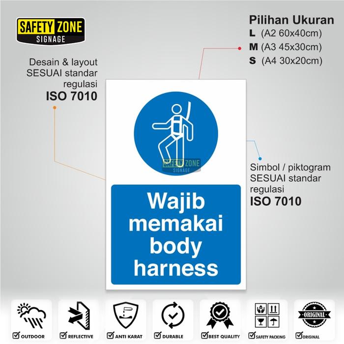 Jual RAMBU Safety Sign K3 Wajib Memakai Full Body Harness AKRILIK DAN ...