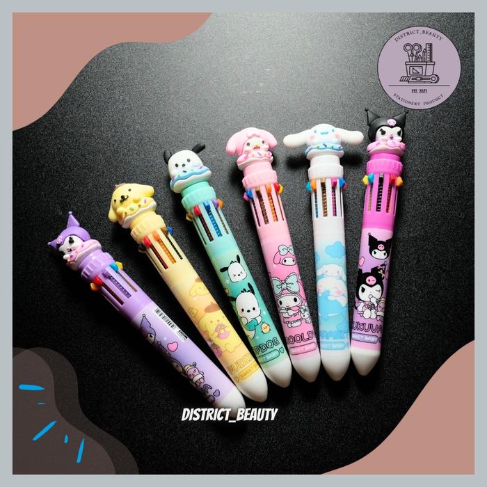 Jual PULPEN 10 WARNA SANRIO PEN MOTIF LUCU UNIK IMUT KUROMI CINAMOROL ...