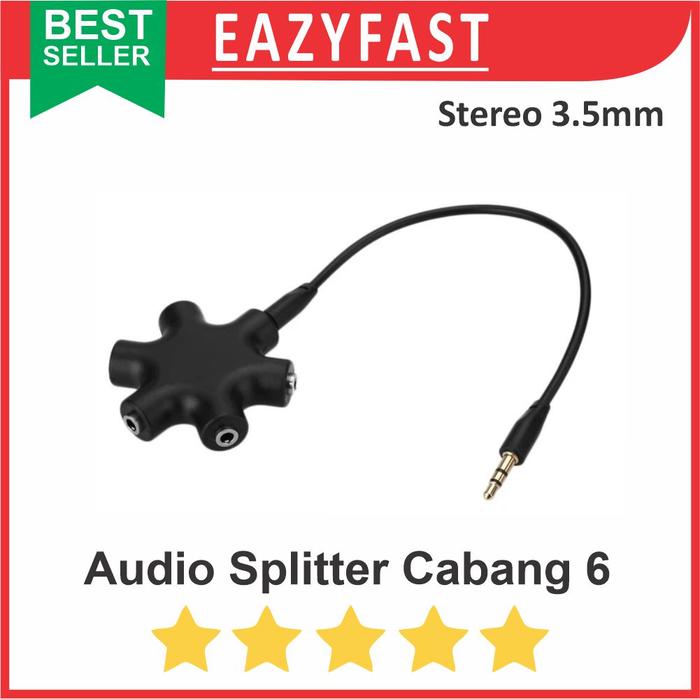 Jual Jack Audio Splitter 3.5mm Cabang 6 Port Way Aux Female Share Split ...