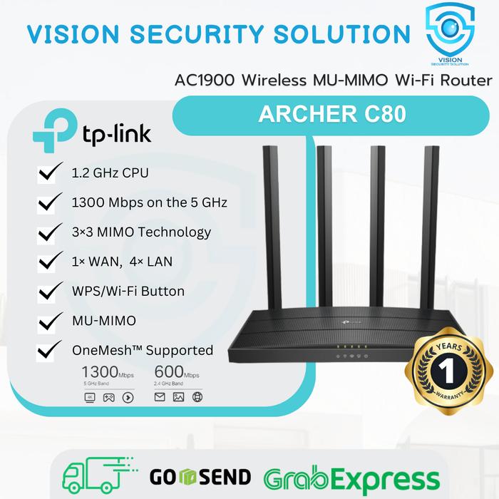 Jual TP-Link Archer C80 AC1900 Wireless MU-MIMO Wi-Fi Router - Kab ...