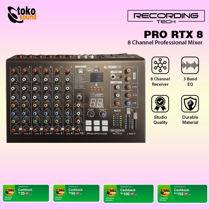Jual Recording Tech Pro RTX8 - 8 Channel Professional Audio Mixer ...