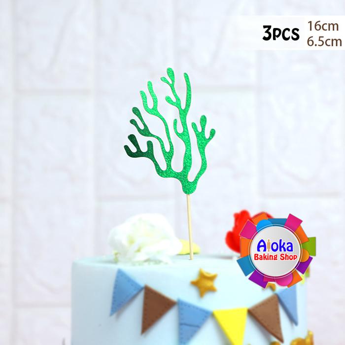 Jual Topper Cake Desain Mermaid Rumput Laut Ikan Hiu Ekor / Topper ...