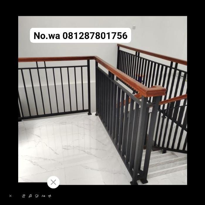 Jual Balkon & Reling tangga besi minimalis. motif kayu. terpasang dan ...
