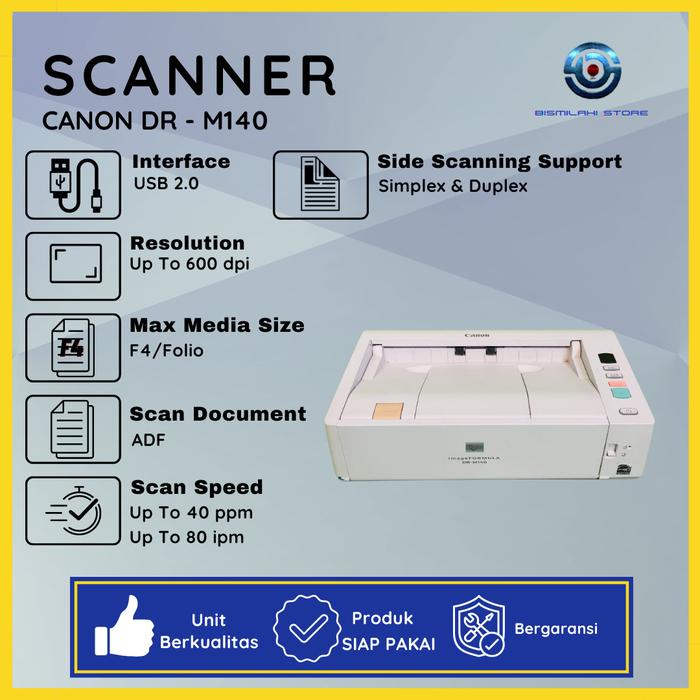 Jual Scanner F4 Canon DR-M140 Bisa Duplex Kecepatan Scan Hingga 40 PPM ...