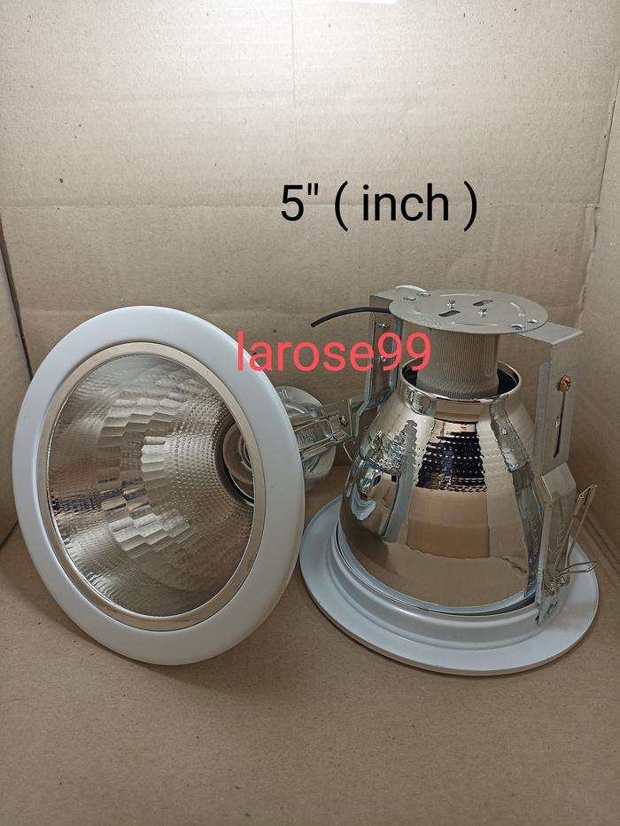 Jual Downlight 5" inch Putih Kap Fitting Lampu Downlight 5" E27 ...