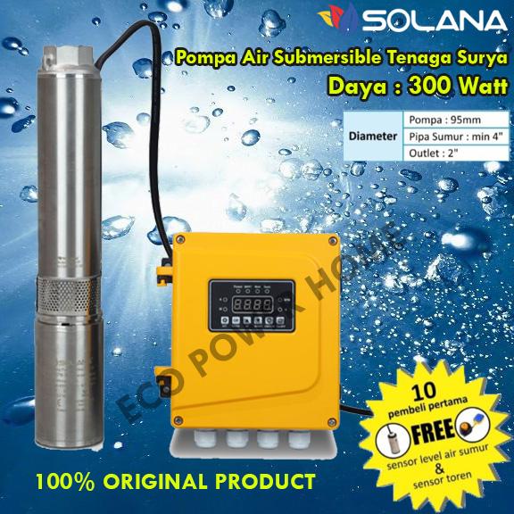 Jual Pompa Air Solar Tenaga Surya 300W Solana Submersible Pump + Controller - Jakarta Barat ...