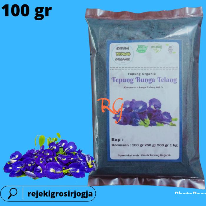 Jual Tepung Bunga Telang Murni kemasan 100 gram/Bubuk Bunga Telang 100 ...