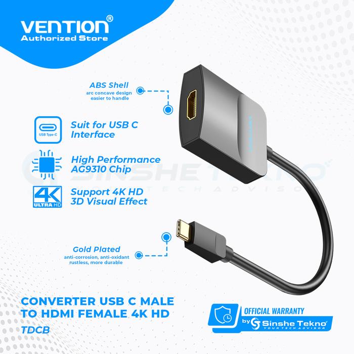 Promo DT - Vention USB C Type C To HDMi Display Adapter Converter 4K UHD - Jakarta Barat ...