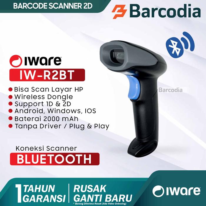 Promo IWARE Barcode Scanner 2D IW-R2BT QR Code Wireless Bluetooth ...