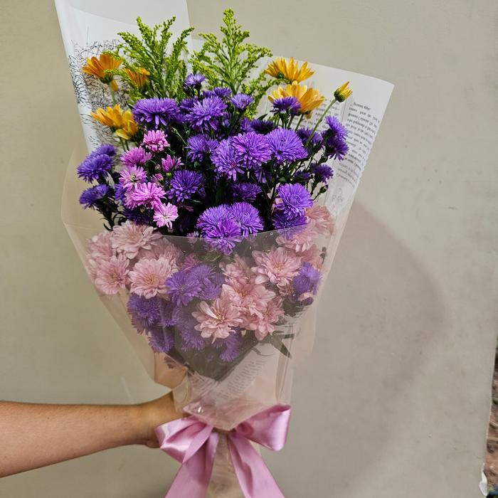 Jual rangkaian bunga simple pikok krisant aster murah viral - Kab ...